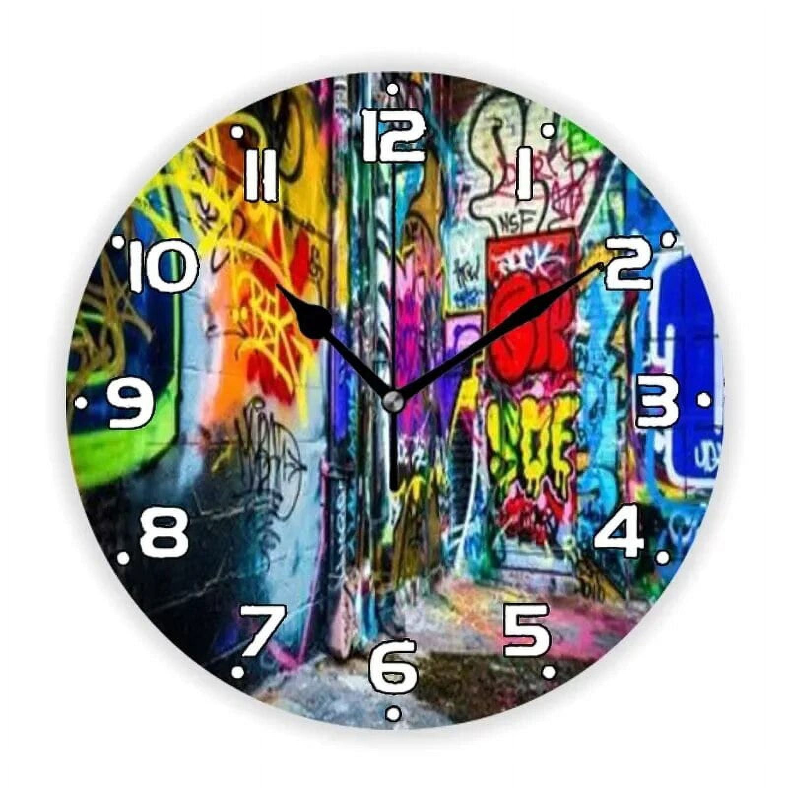 Modern Hip Hop Graffiti Art Decorative Large Wall Clock Living Room ...
