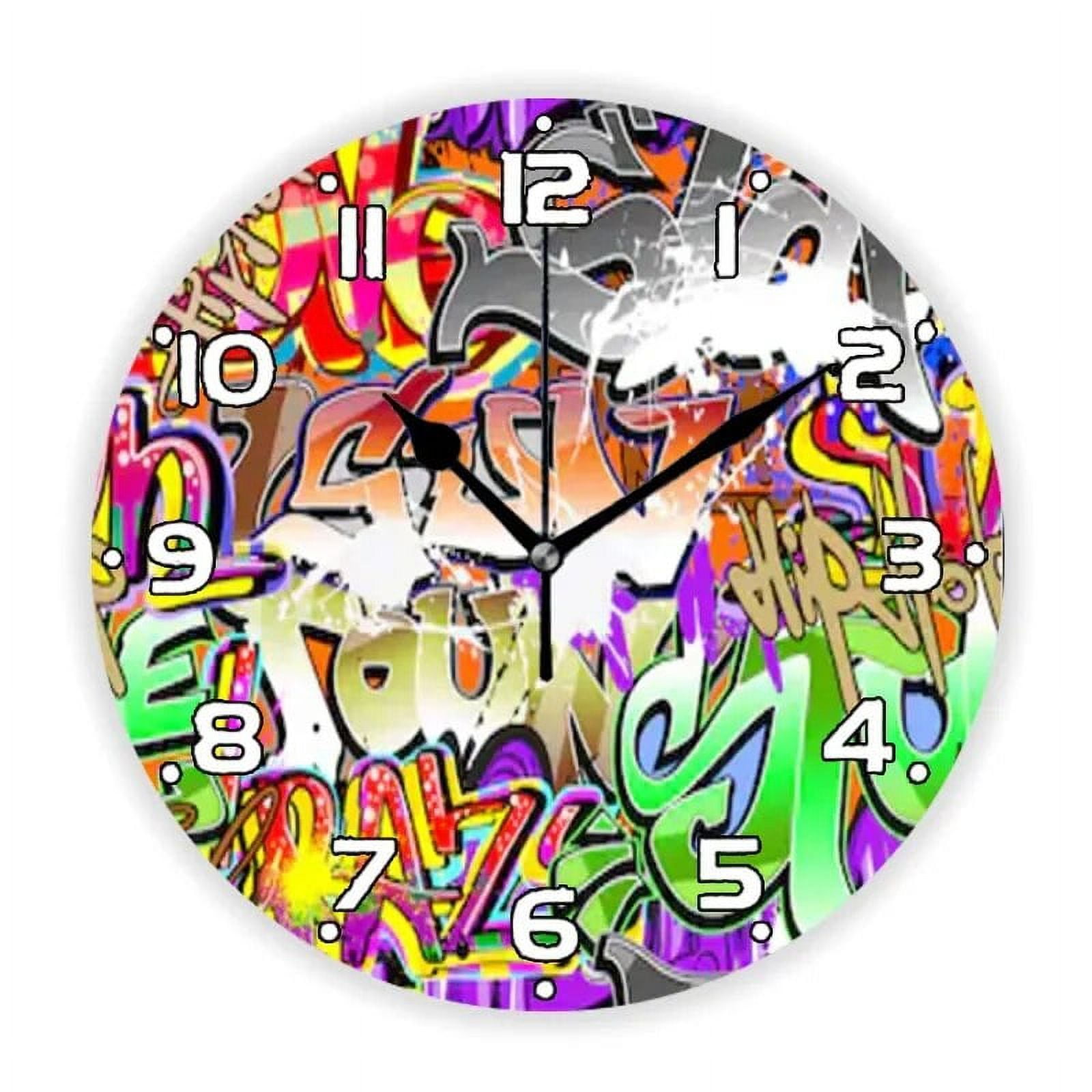 Modern Hip Hop Graffiti Art Decorative Large Wall Clock Living Room ...