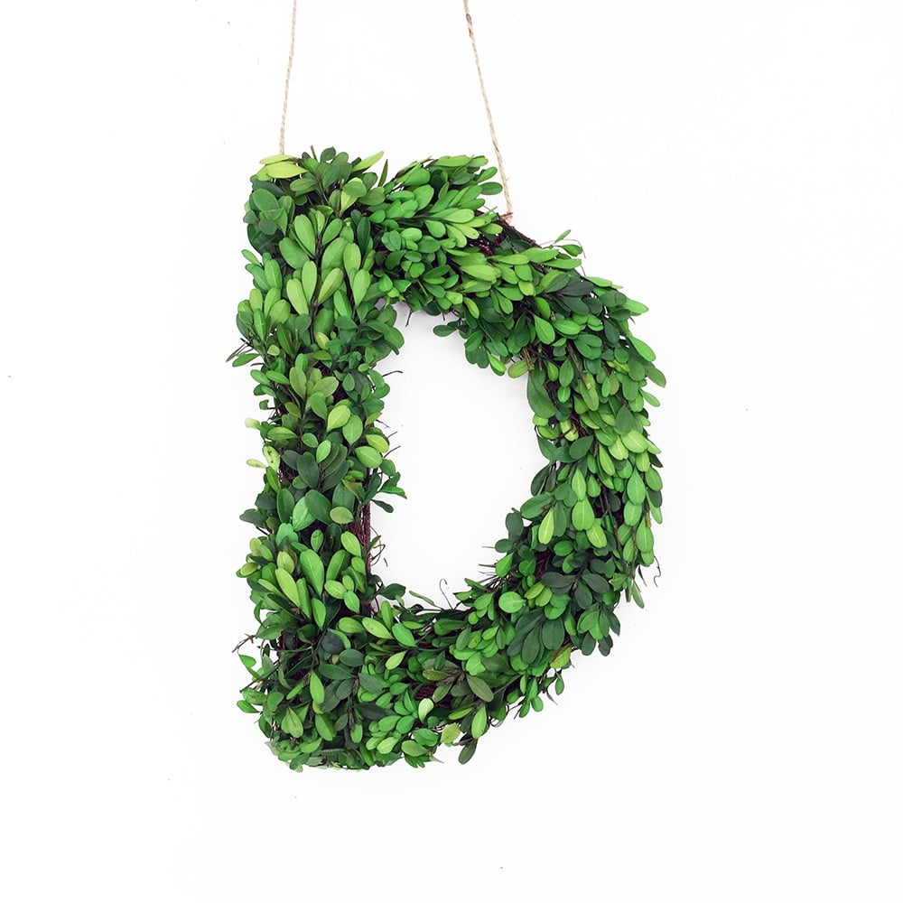 Modern Home 12" Real Preserved Boxwood Monogram Wreath Letters - D ...