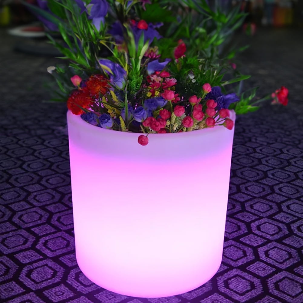 Modern Home 16" LED Glowing Round Planter w/Infrared Remote Control ...