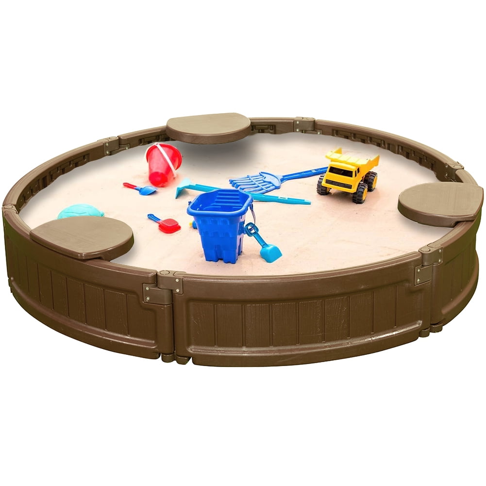 Modern Home 4ft Round All Weather Resistant Outdoor Sandbox Kit w/Cover ...