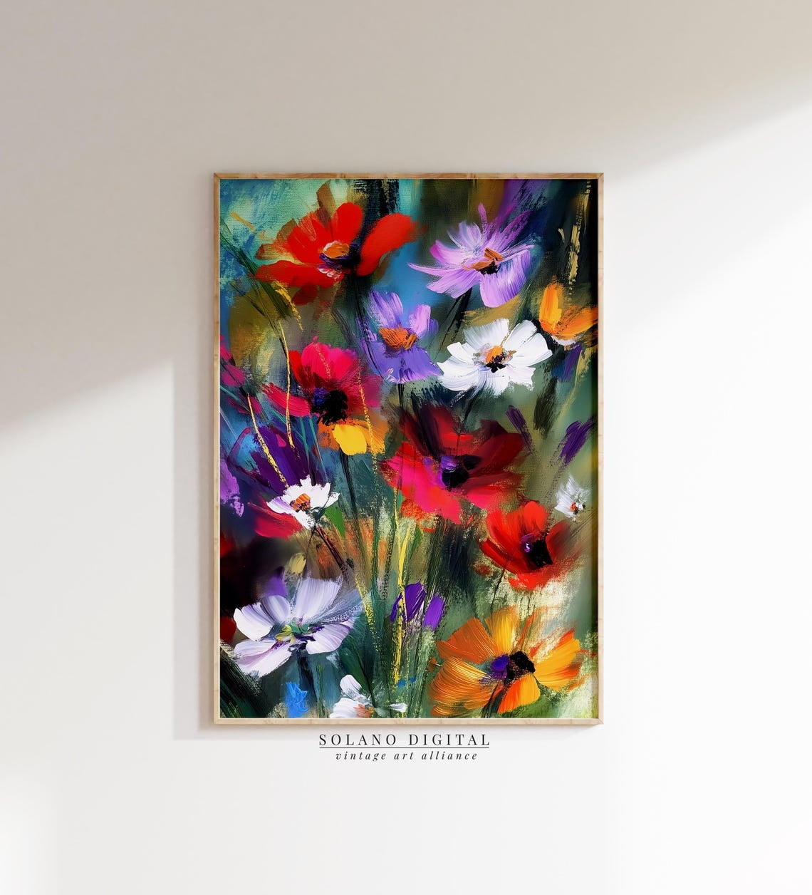 Modern Home Aesthetic Colorful Wildflower Wall Art Abstract Floral ...