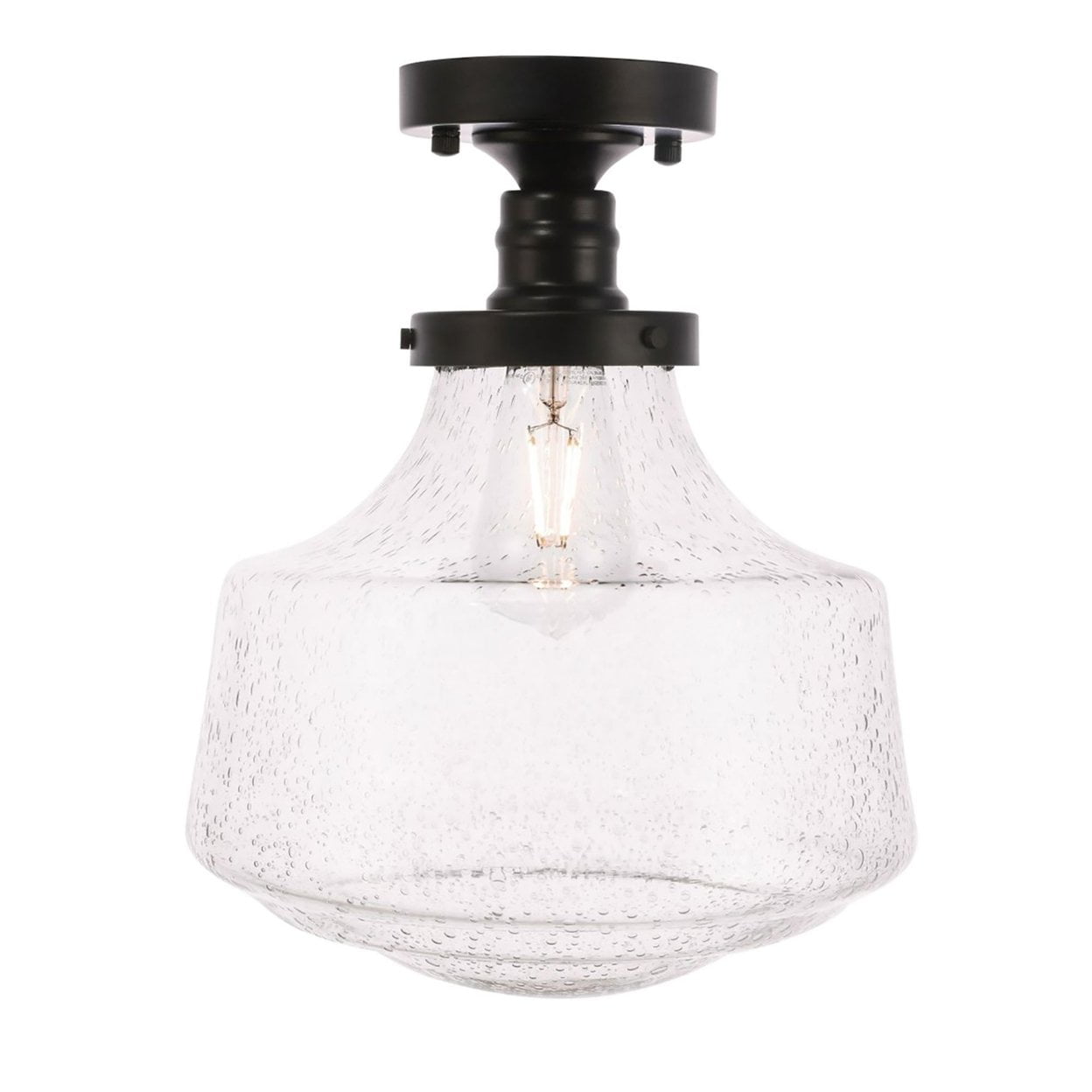 Modern Home Decor Bright Lyle 1 Light Black And Clear Seeded Glass ...