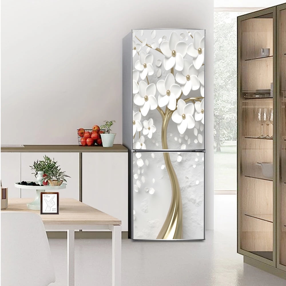 Modern Home Decor Refrigerator Wrap 3D Geometric Butterfly Flower ...