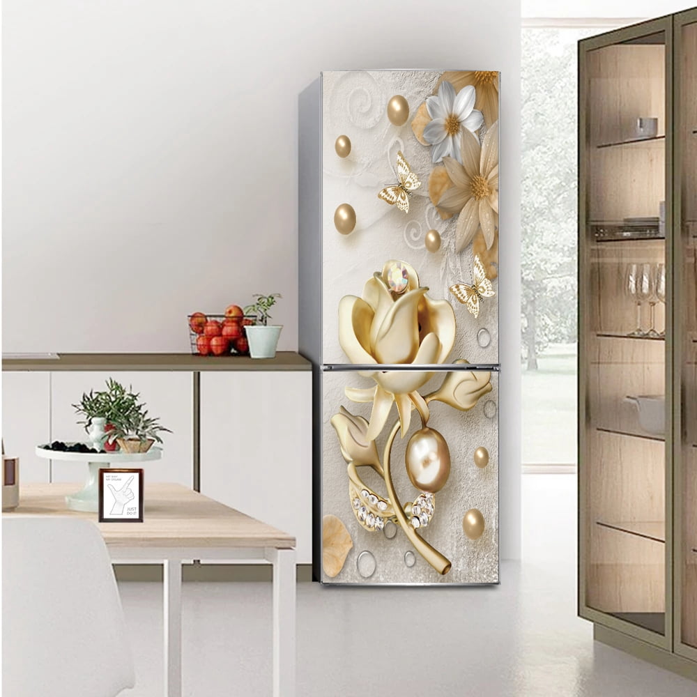 Modern Home Decor Refrigerator Wrap 3D Geometric Butterfly Flower ...