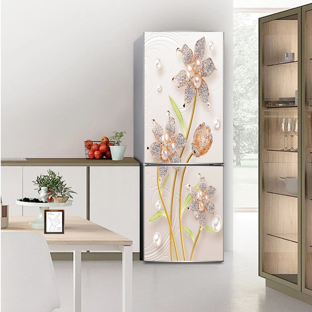 Modern Home Decor Refrigerator Wrap 3D Geometric Butterfly Flower ...