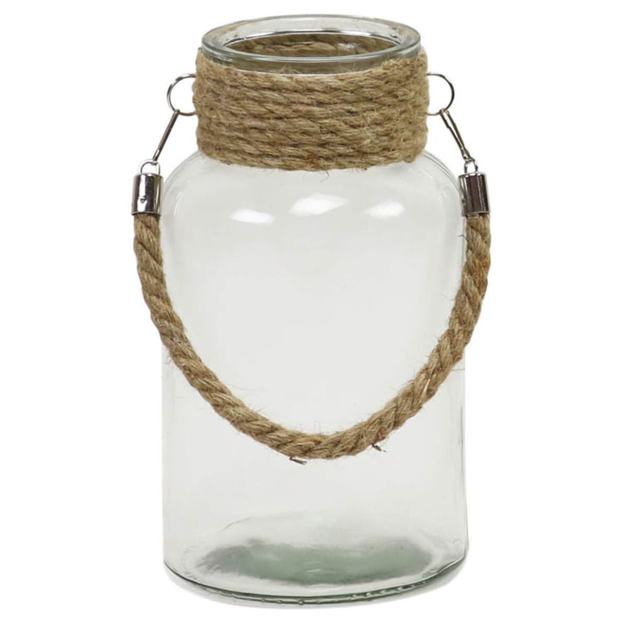 Modern Home Decorative Round Glass Jar With Rope Wrapped Neck - Small ...