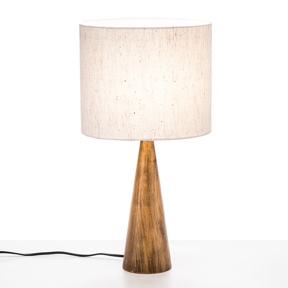 Modern Home Espresso Conical Wood Log Table Lamp w/Natural Jute Shade ...