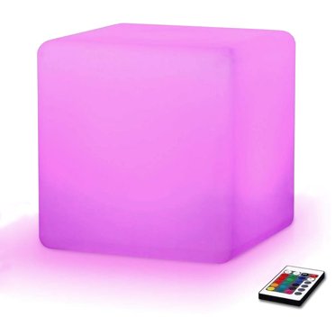 "16"" Remote Controlled LED Cube Stool with Color Changing Rechargeable ...