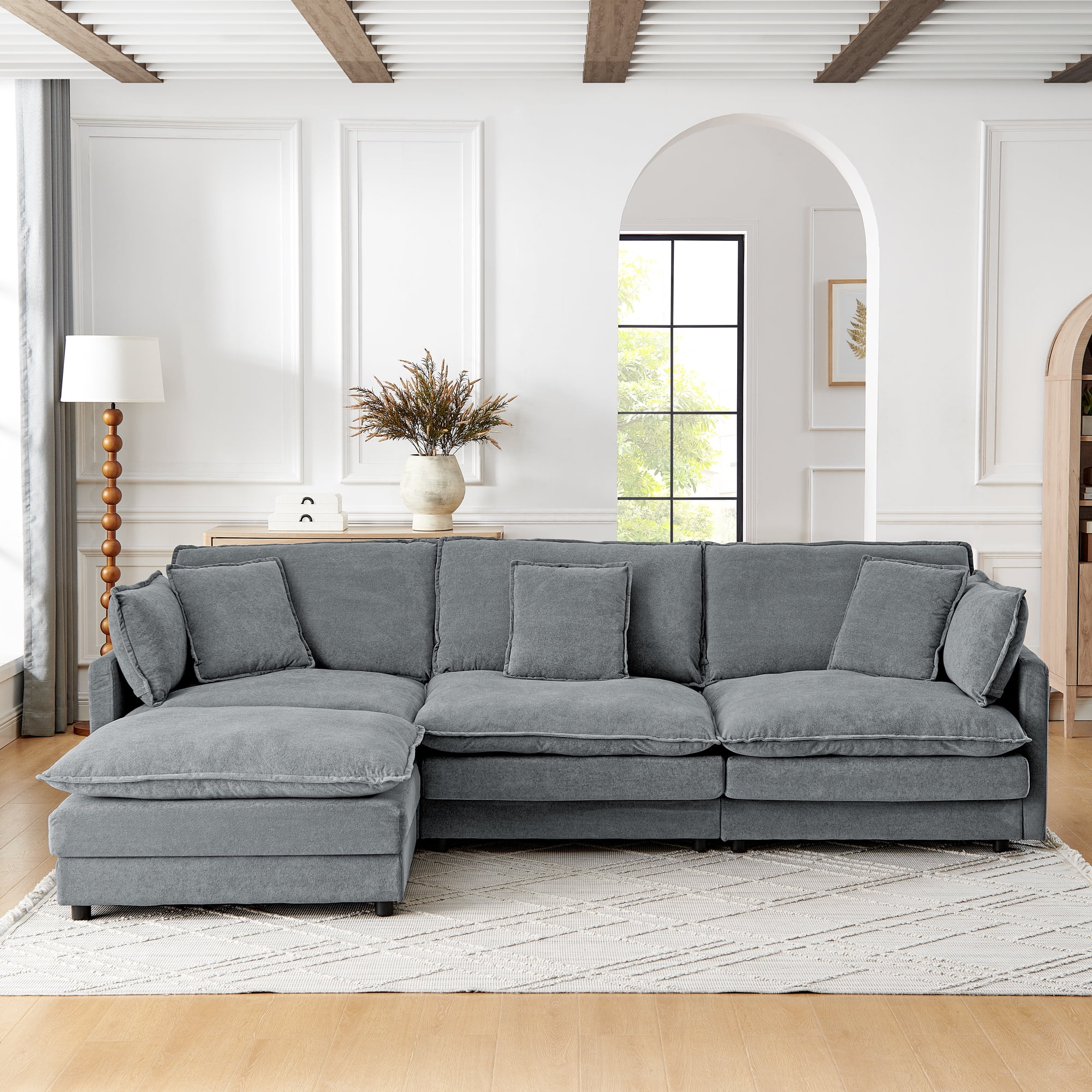 Modern Home Living Room L-Shaped Sectional Sofa Couches with Storage ...