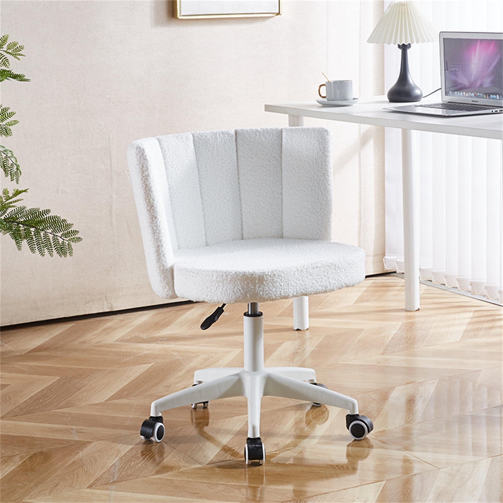 Modern Home Office Chair, Fluffy Fuzzy Comfortable Makeup Vanity Chair ...