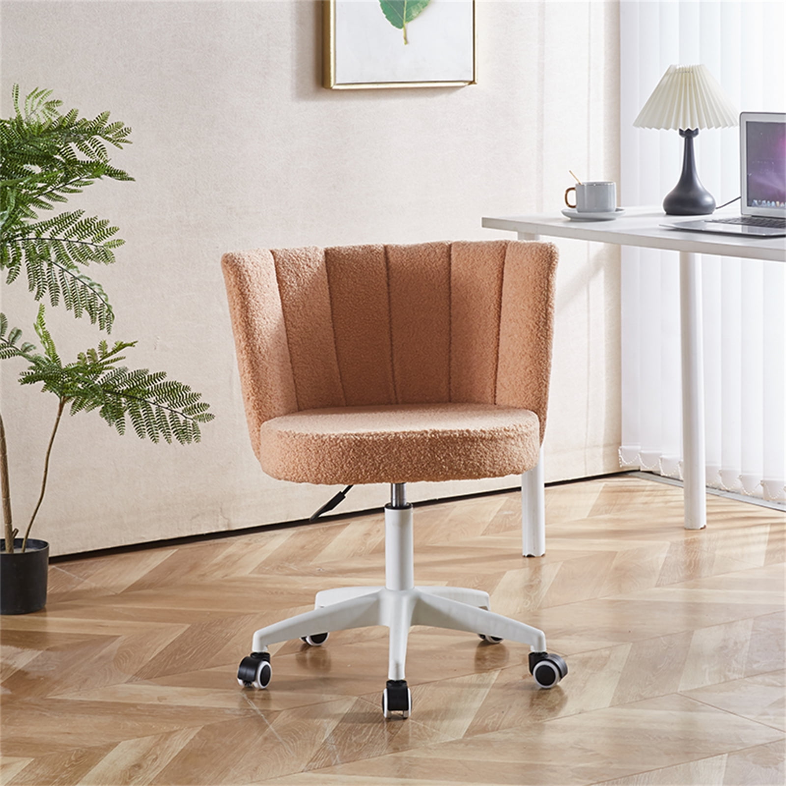 Modern Home Office Chair, Fluffy Fuzzy Comfortable Makeup Vanity Chair ...
