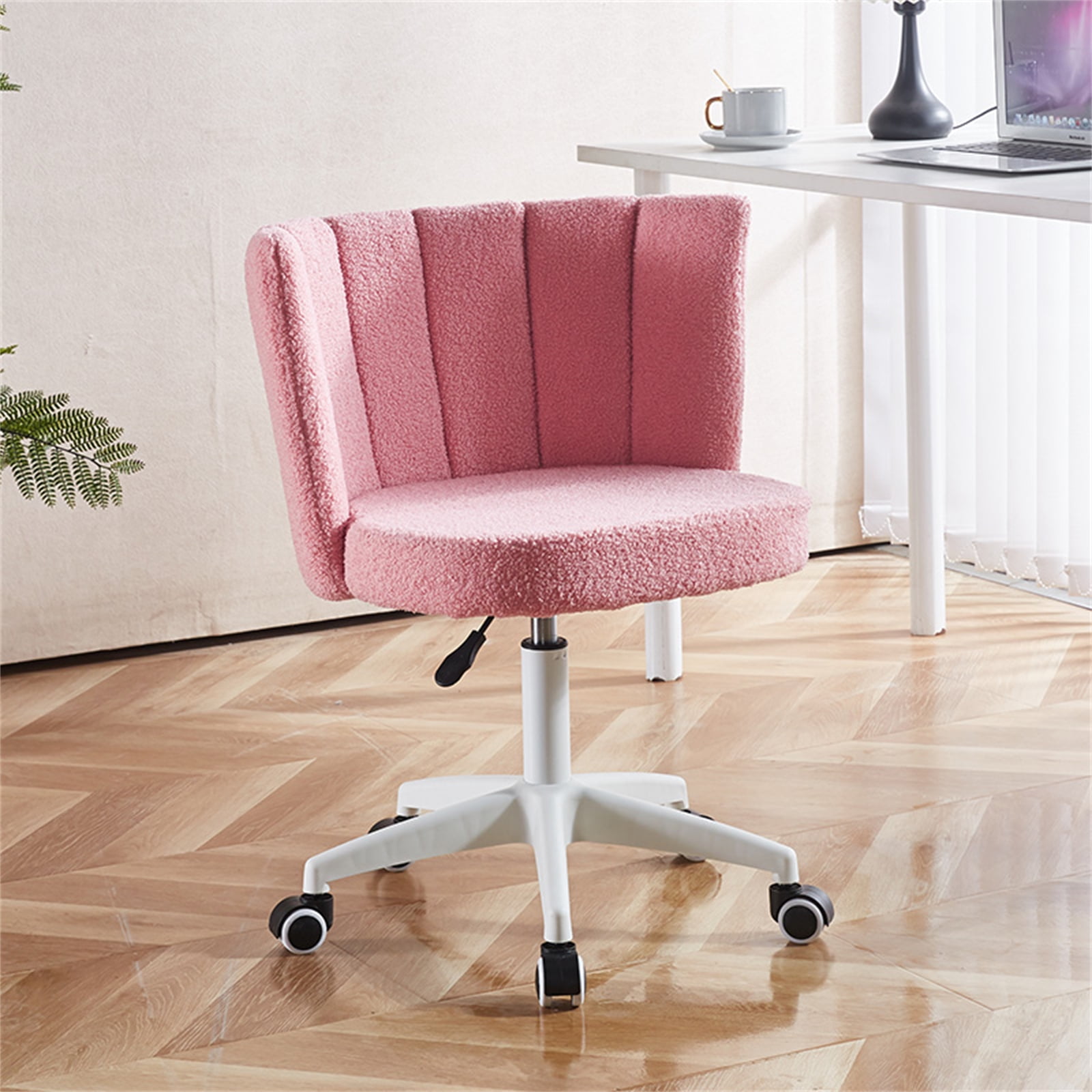 Modern Home Office Chair, Fluffy Fuzzy Comfortable Makeup Vanity Chair ...