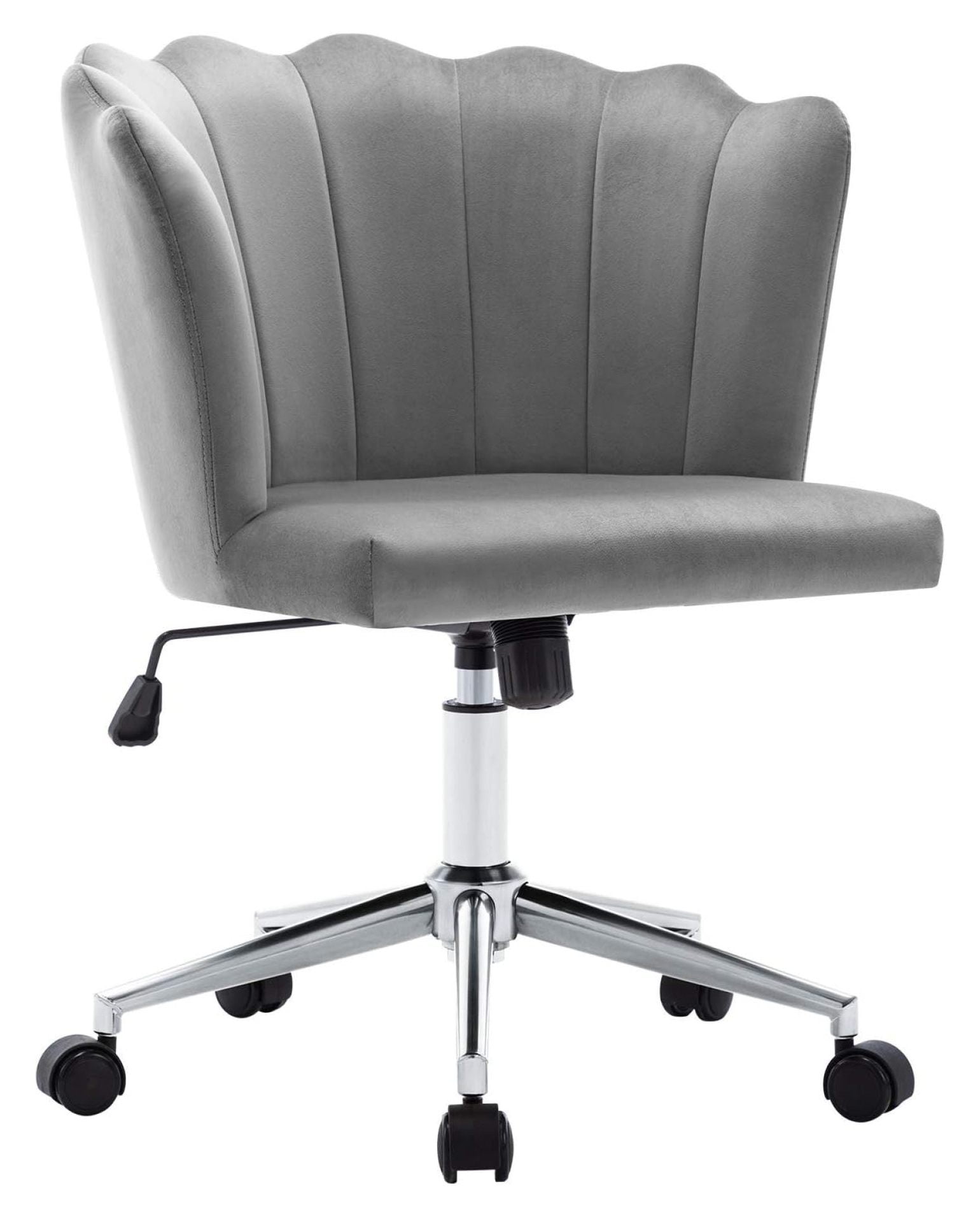 Modern Home Office Chair Velvet Fabric Grey Desk Chair Adjustable ...