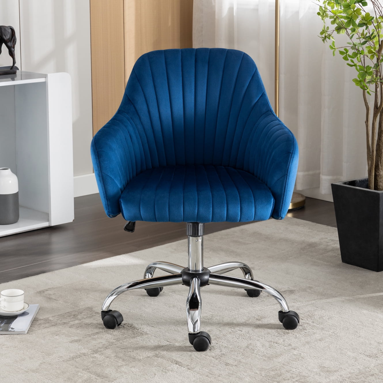 Modern Home Office Chair with Wheels, Swivel Desk Chair with Adjustable ...