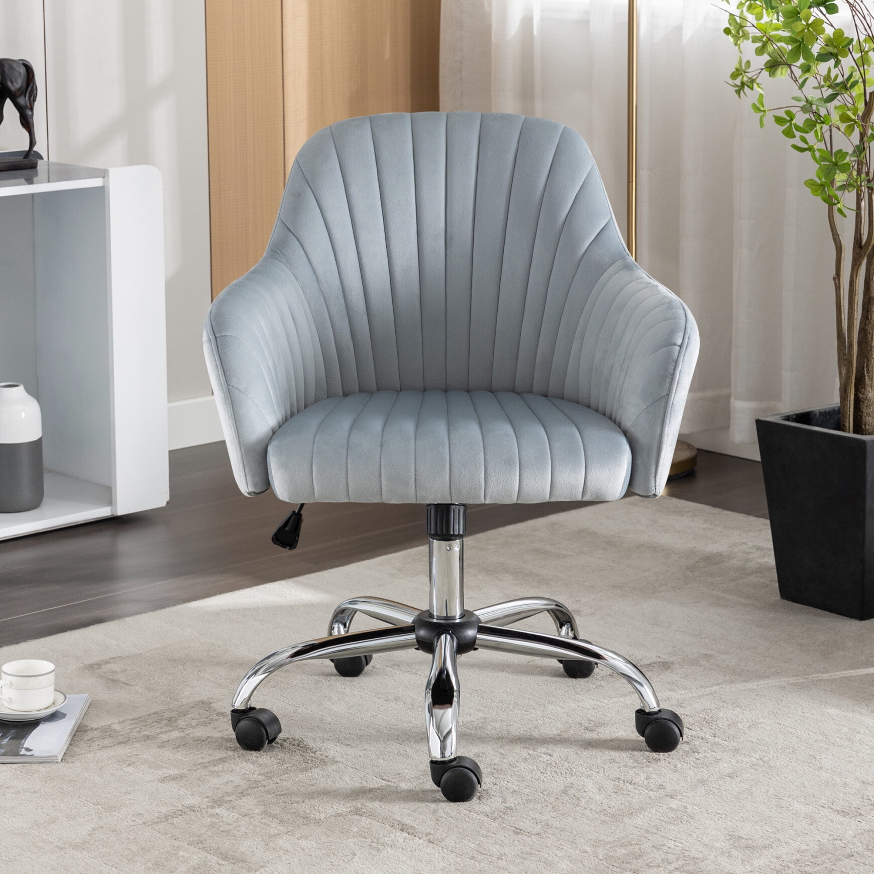 Modern Home Office Chair with Wheels, Swivel Desk Chair with Adjustable ...