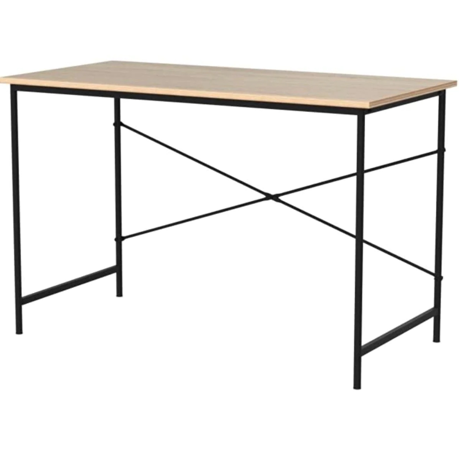 Modern Home Office Computer Desk Table with Black Metal Frame Wood Top ...