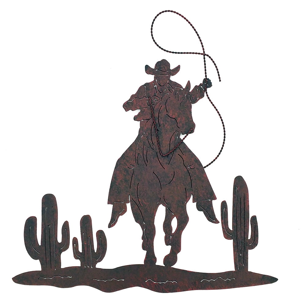 Modern Home Retro Rusty Roping Cowboy Iron Wall Art - Walmart.com