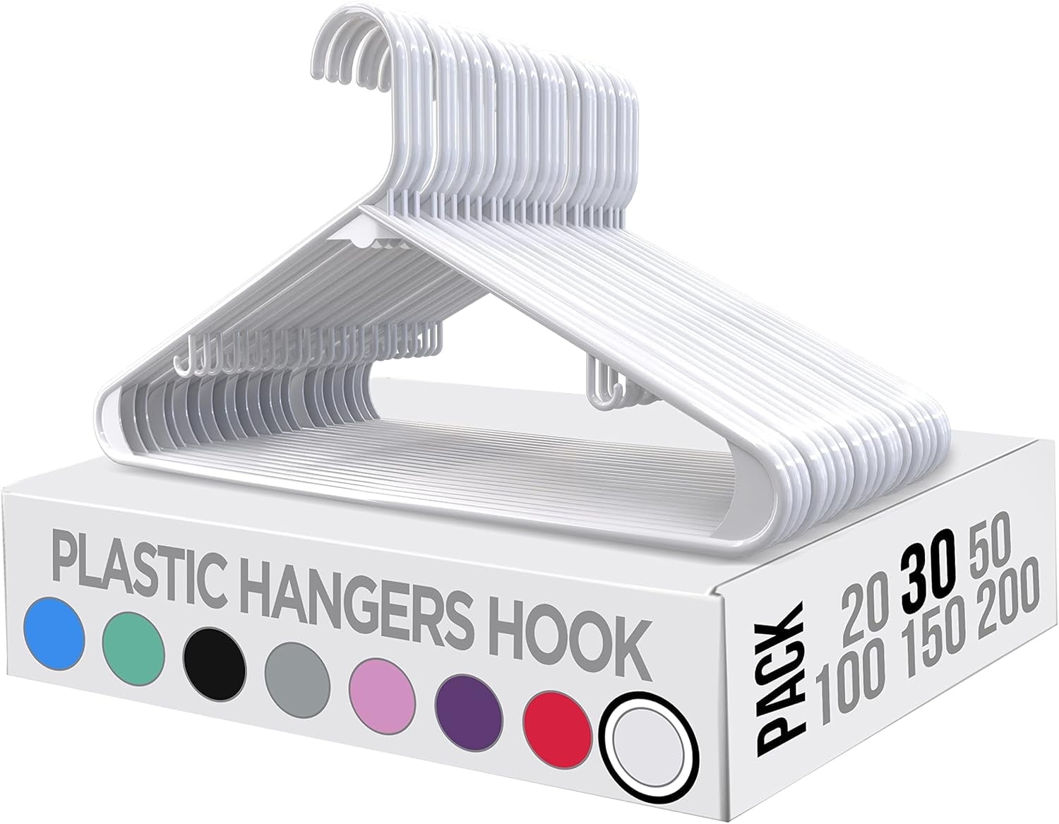 Modern Homeware White Plastic Hangers 30-Pack – Durable, Space-Saving ...