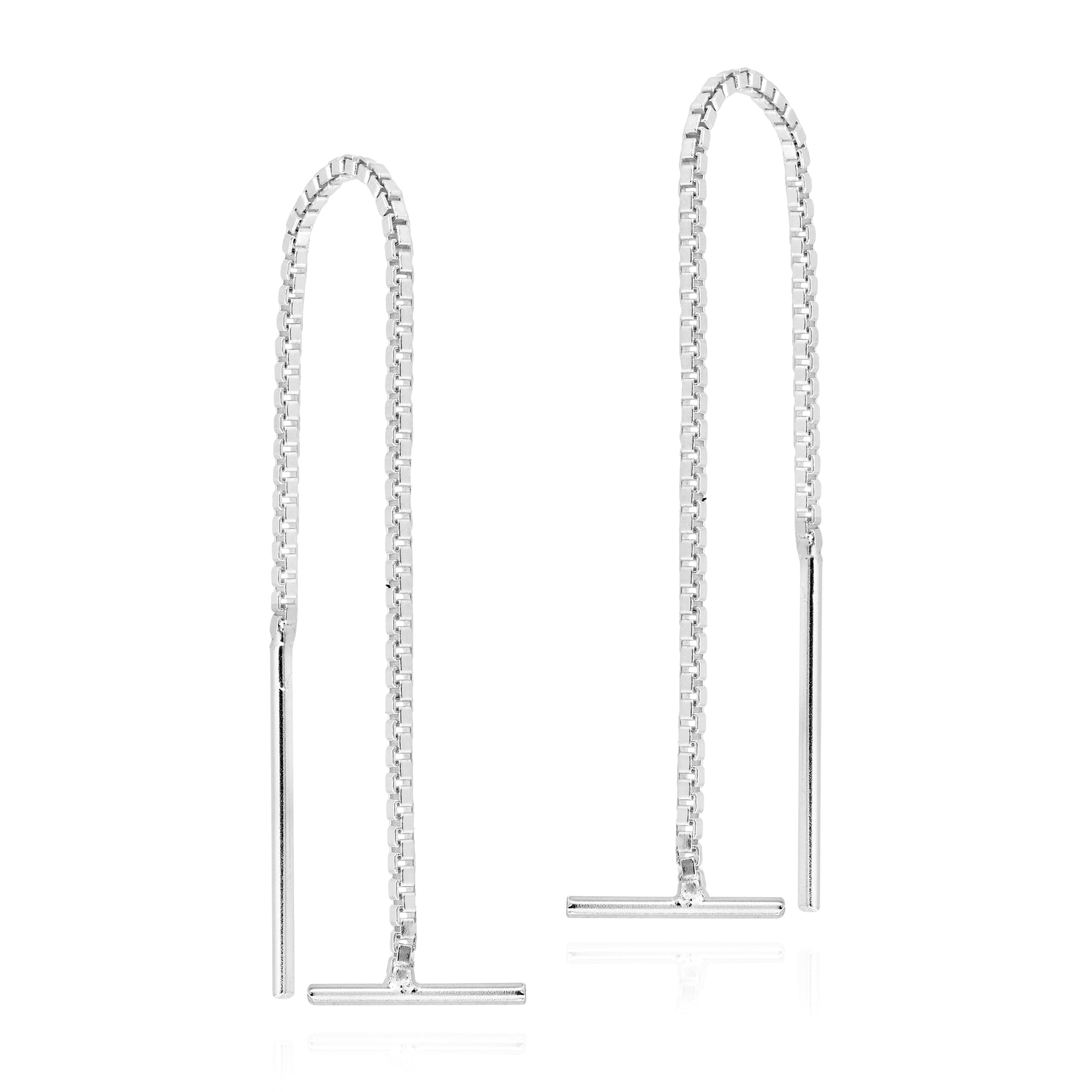 Modern Horizontal Bar Slide Through Sterling Silver Thread Earrings ...