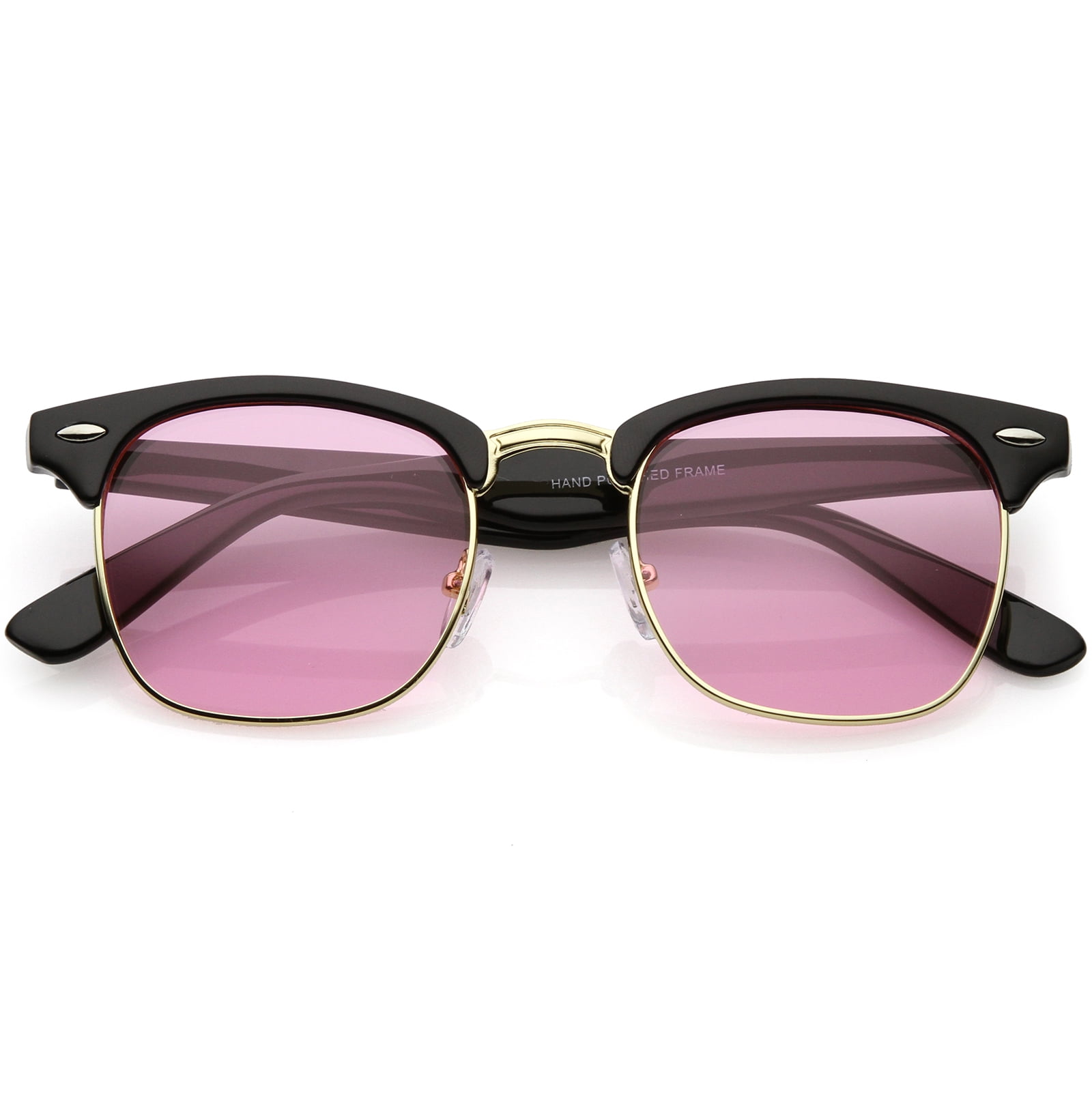 Modern Horn Rimmed Sunglasses Semi Rimless Color Tinted Square Lens ...