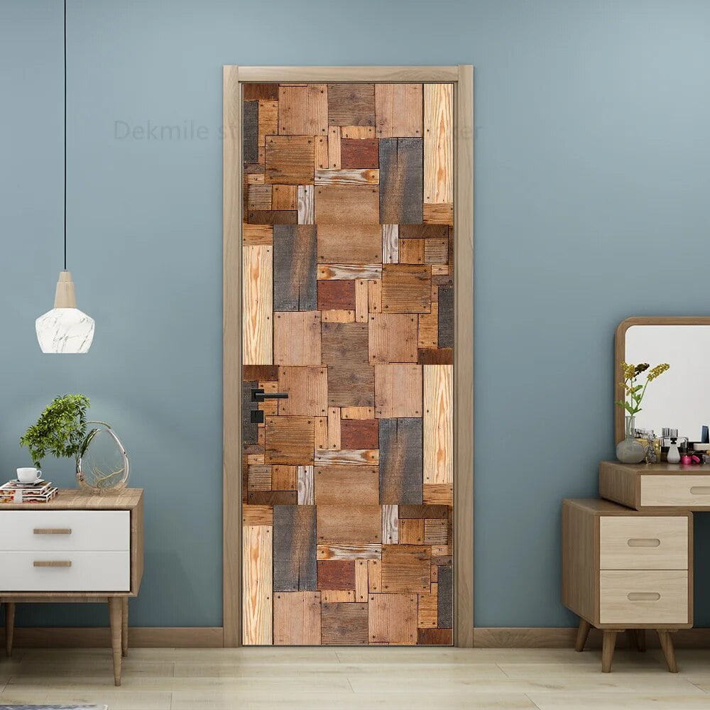 Modern Imitate 3D Metal Texture Pattern Door Sticker Abstract Art Mural ...