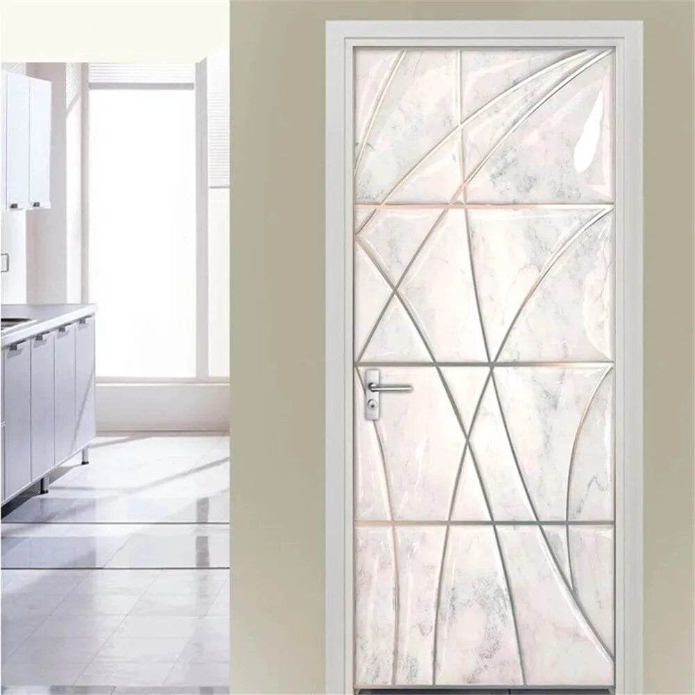 Modern Imitate 3D Metal Texture Pattern Door Sticker Abstract Art Mural ...