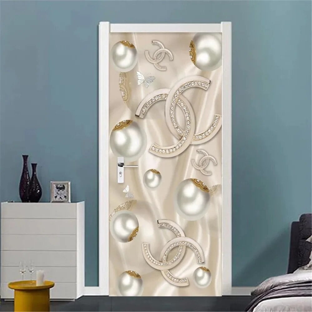 Modern Imitate 3D Metal Texture Pattern Door Sticker Abstract Art Mural ...