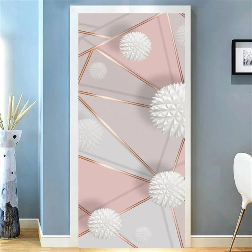 Modern Imitate 3D Metal Texture Pattern Door Sticker Abstract Art Mural ...