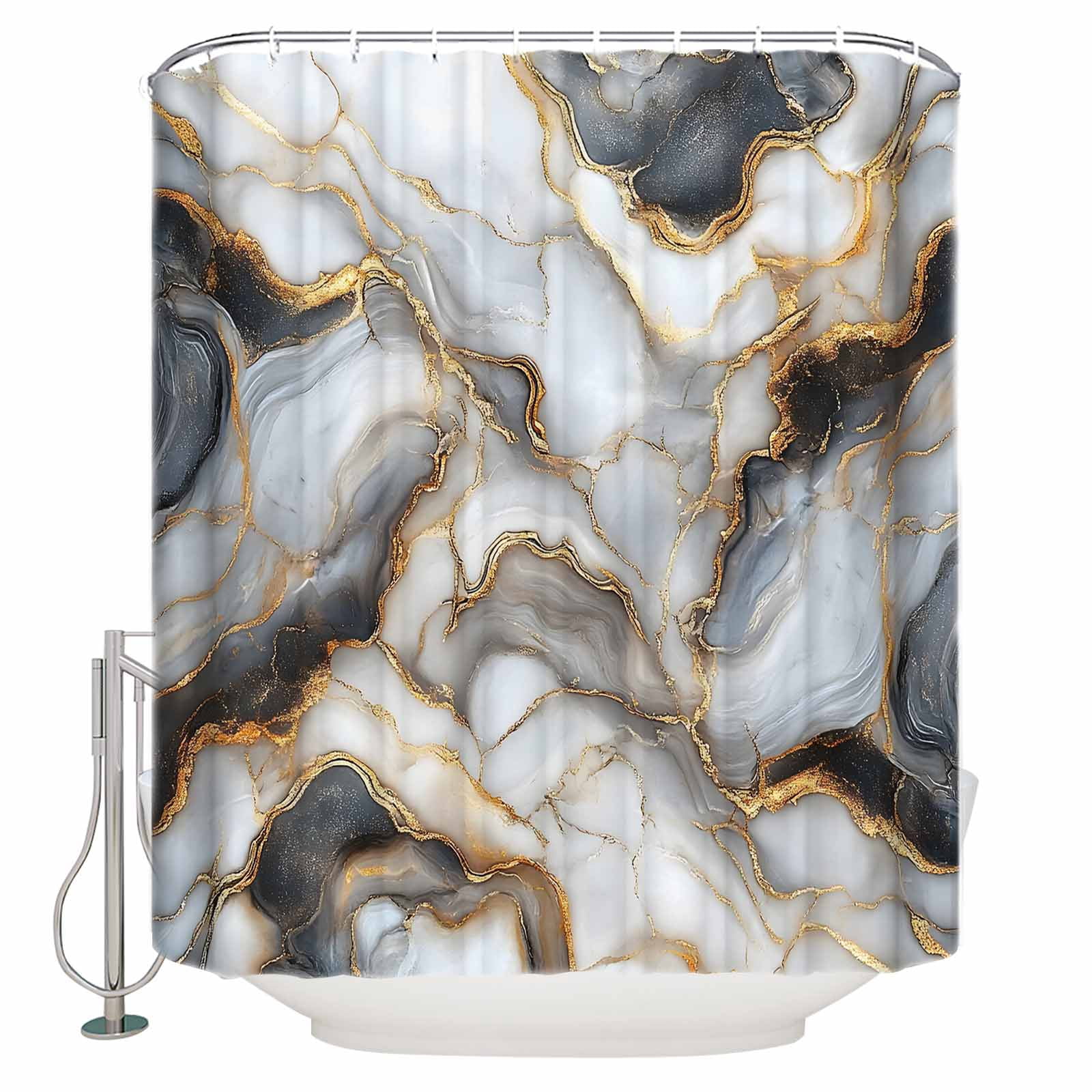 Modern Impressionist Shower Curtain Set ，Waterproof Fabric Shower ...