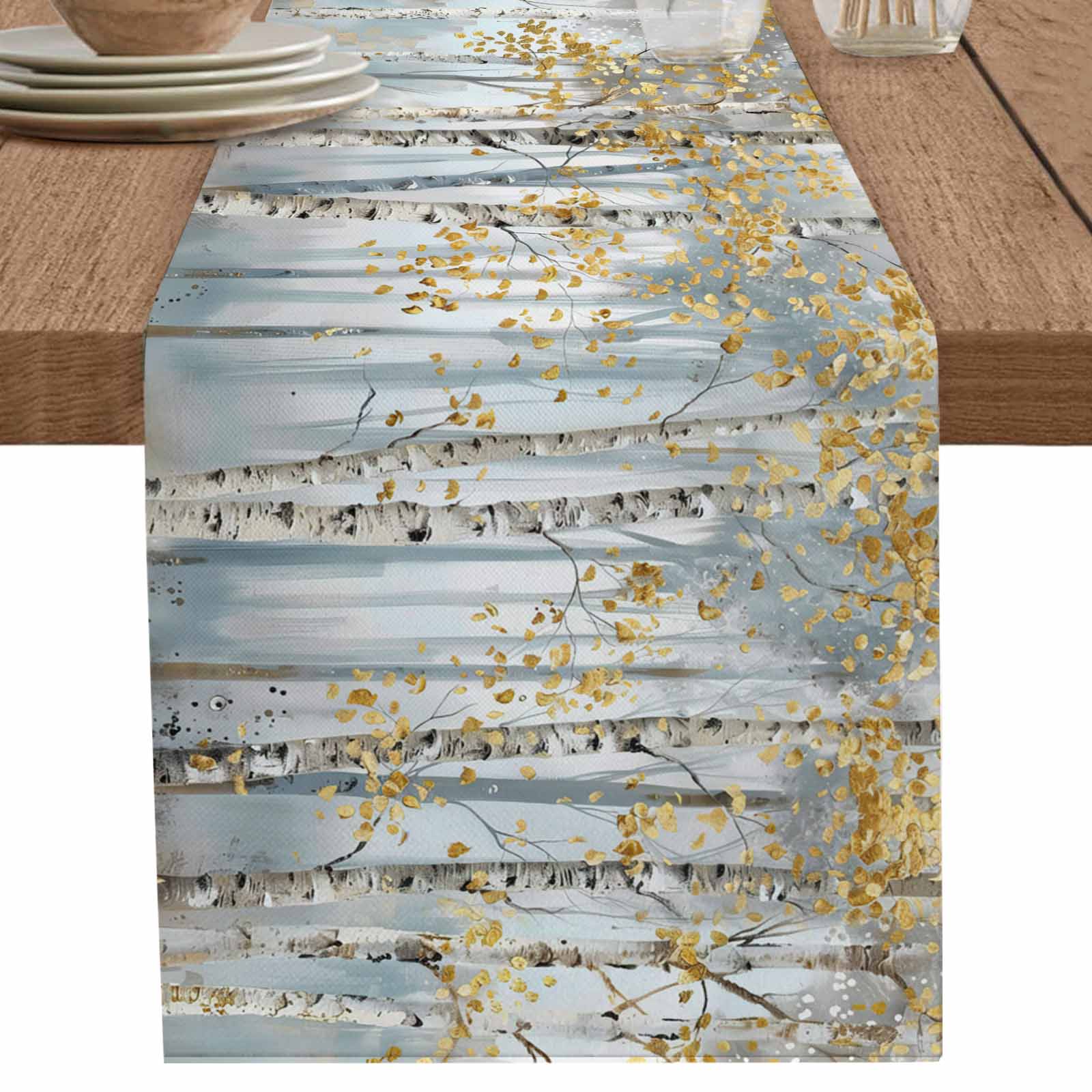Modern Impressionist Tree Table Runner 108 Inches Long for Dining Table ...