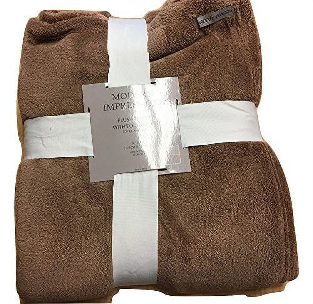 Modern Impressions Home Warm Soft Plush Throw with Foot Pocket, TAN ...
