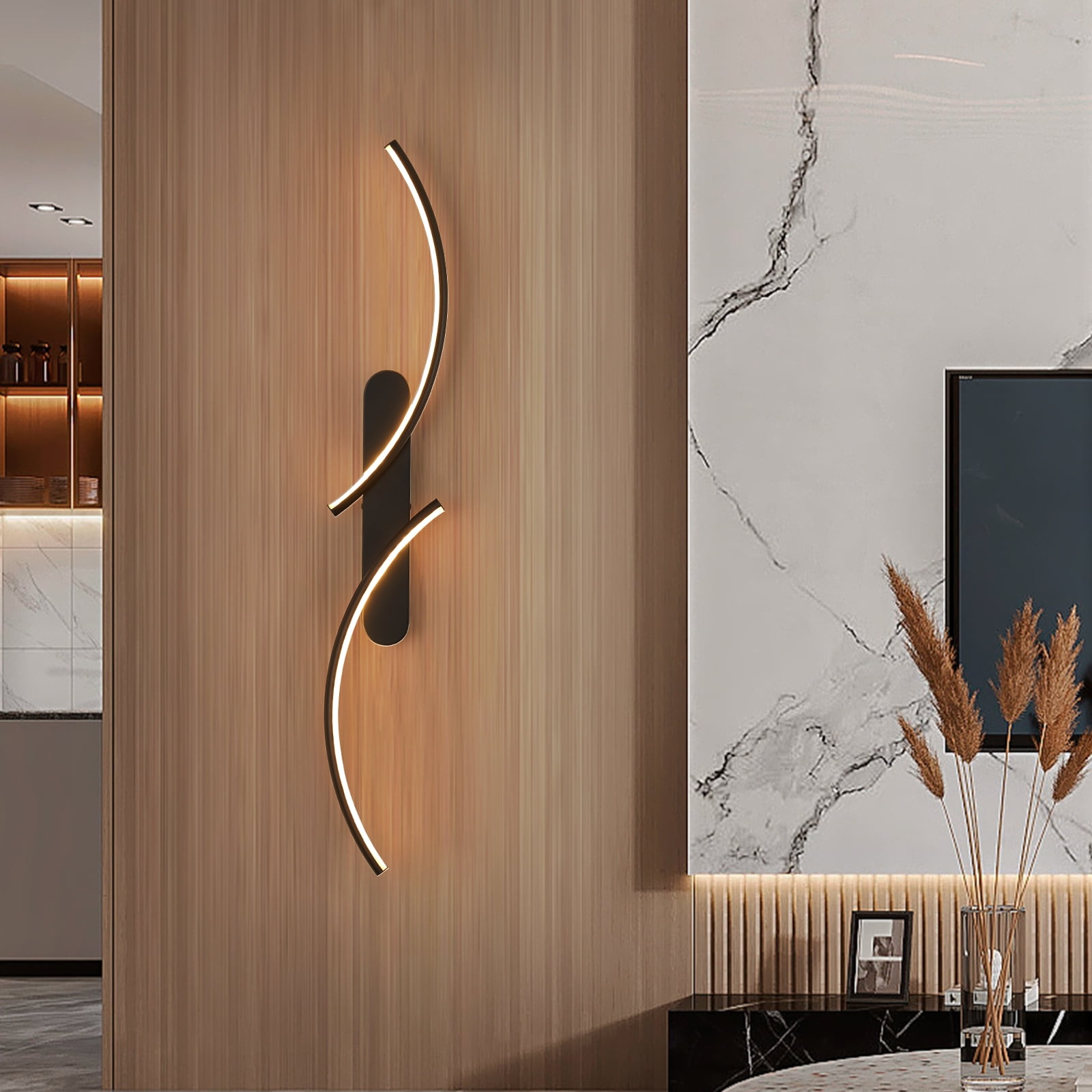 Modern Indoor LED Wall Sconces, Aluminum Iron Long Stripe Wall Light ...