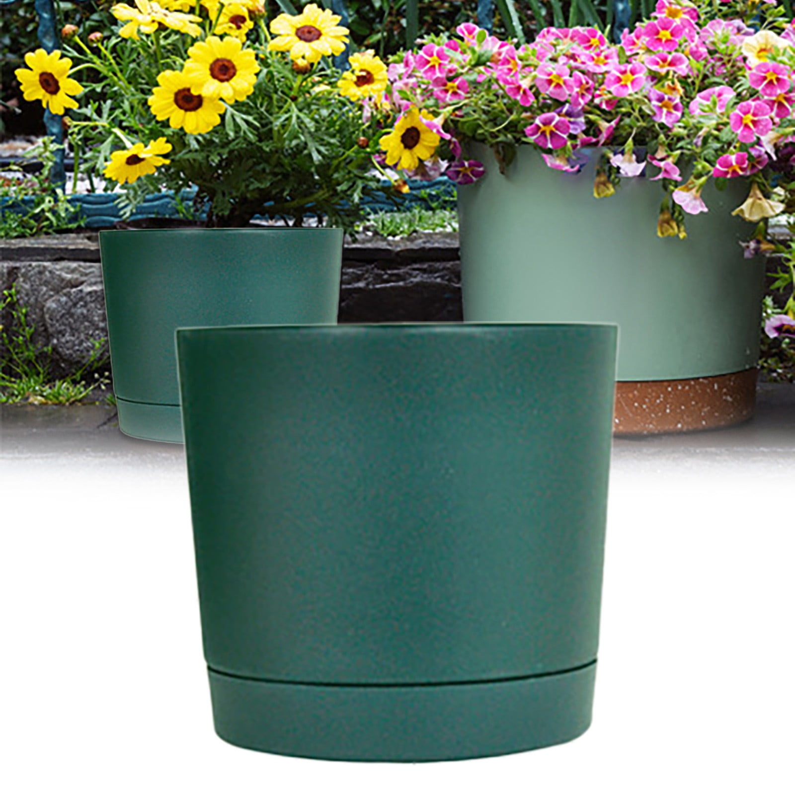 Modern Indoor Outdoor Planter with Drainage Holes & Saucer, Lightweight ...