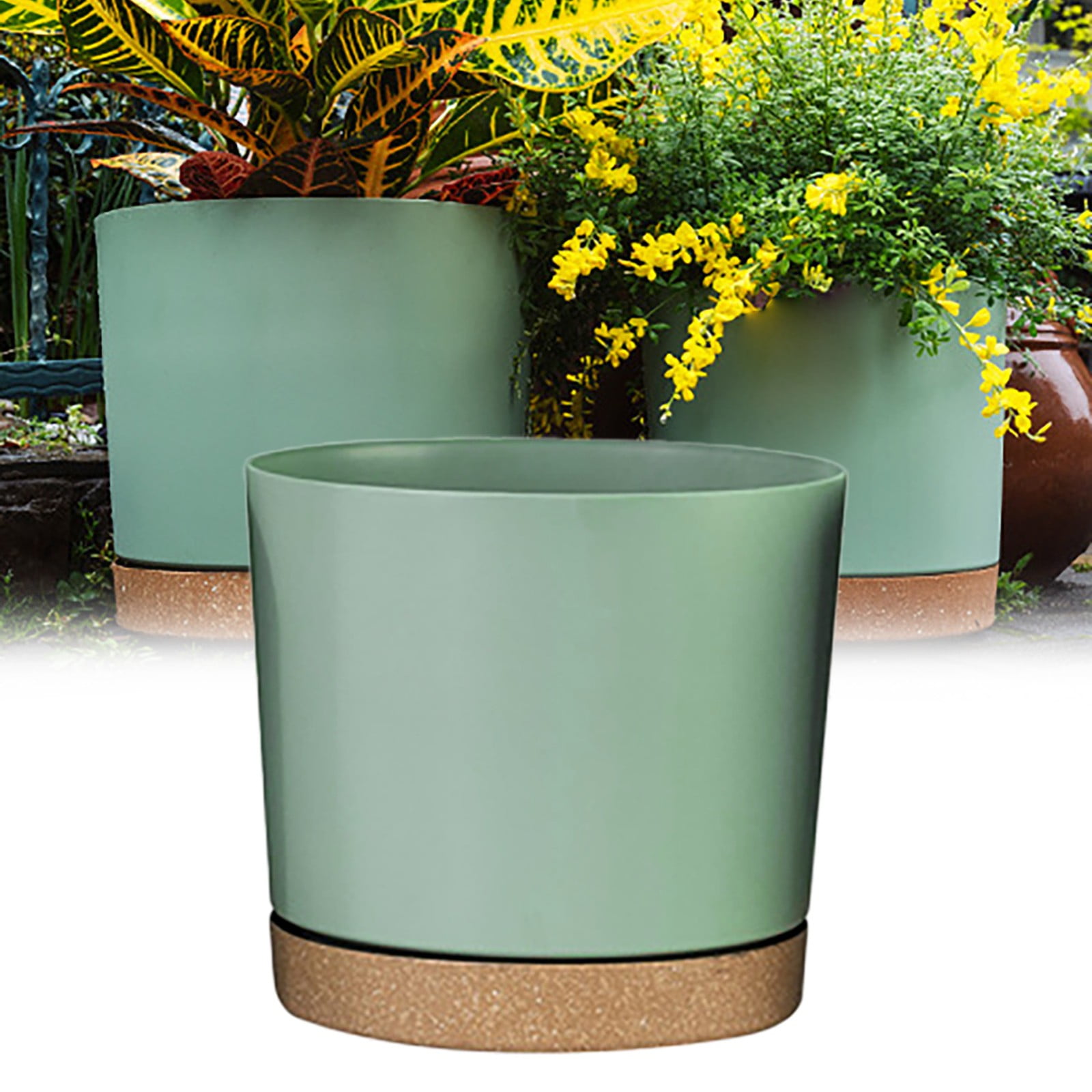 Modern Indoor Outdoor Planter with Drainage Holes & Saucer, Lightweight ...