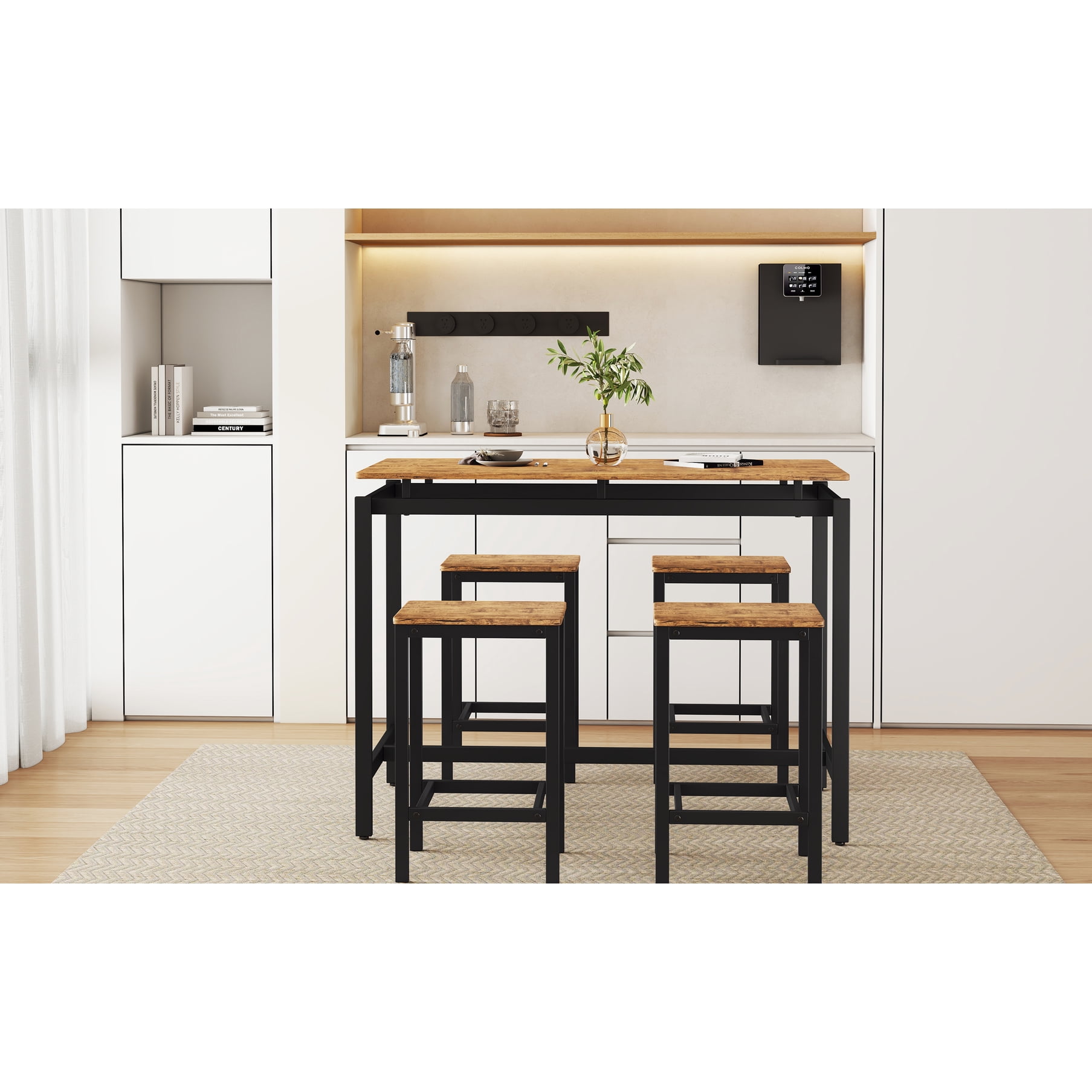 Modern Industrial 5 Bar Table - With Stools. & Steel. Space-saving For Small Spaces. Easy To ...