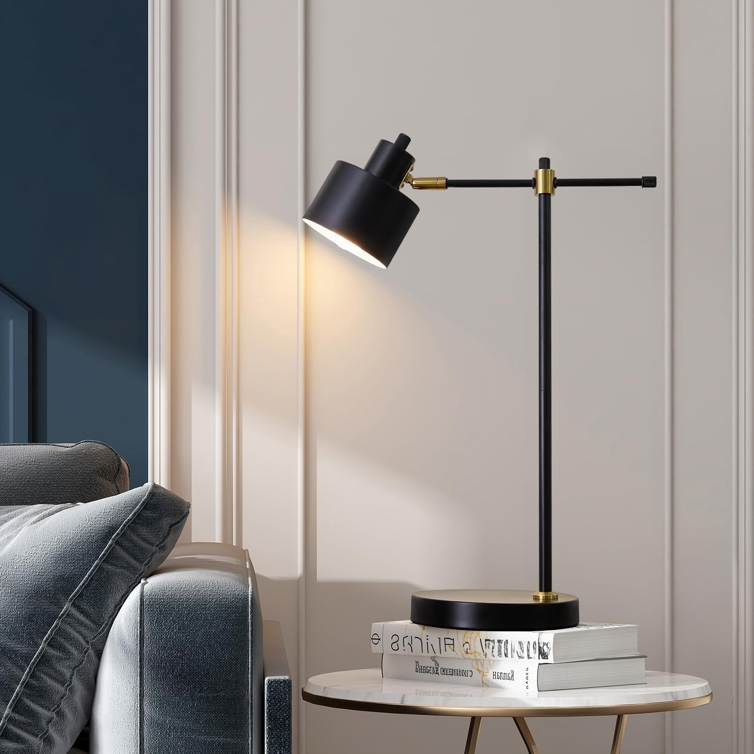 Modern Industrial Desk Lamp for Reading LED 22.2“ Metal Table Lamp ...
