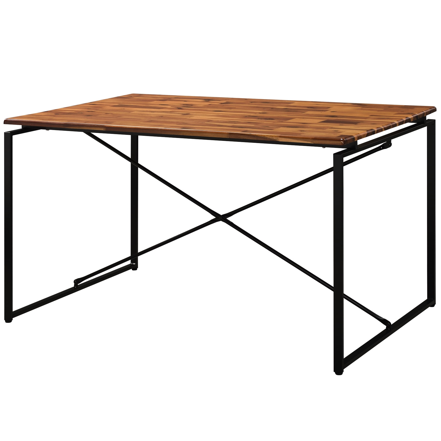 Modern Industrial Dining Table, Rectangular Shape, Metal Sled Base ...