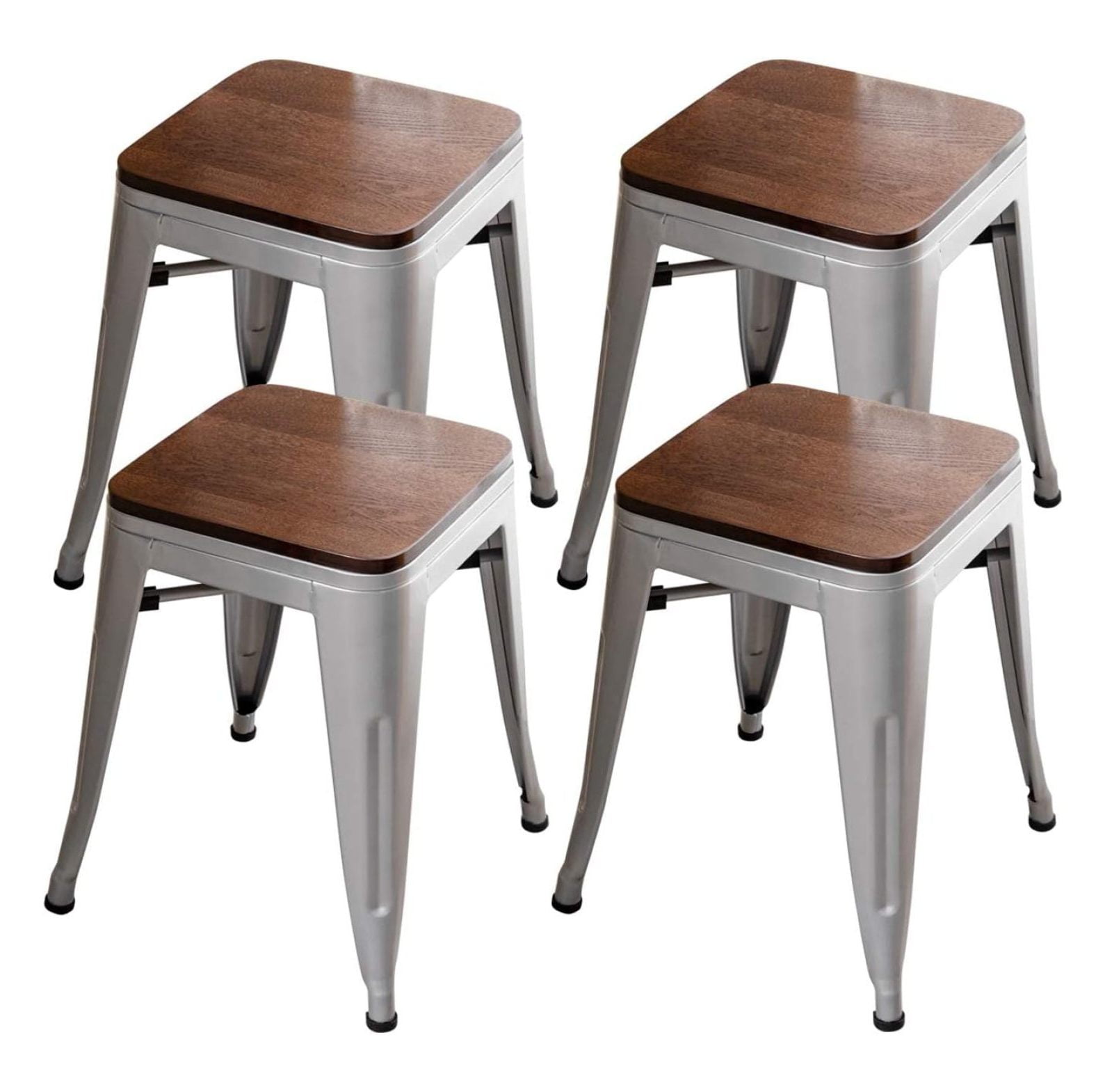 Modern Industrial Metal Stool Classroom Stools with Wooden Seat [Set of ...