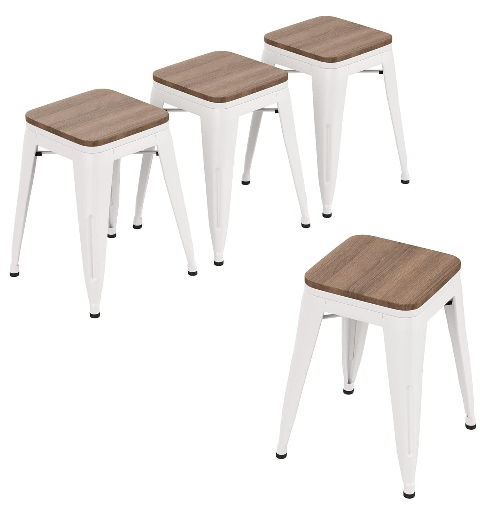 Modern Industrial Metal Stool Classroom Stools with Wooden Seat [Set of ...