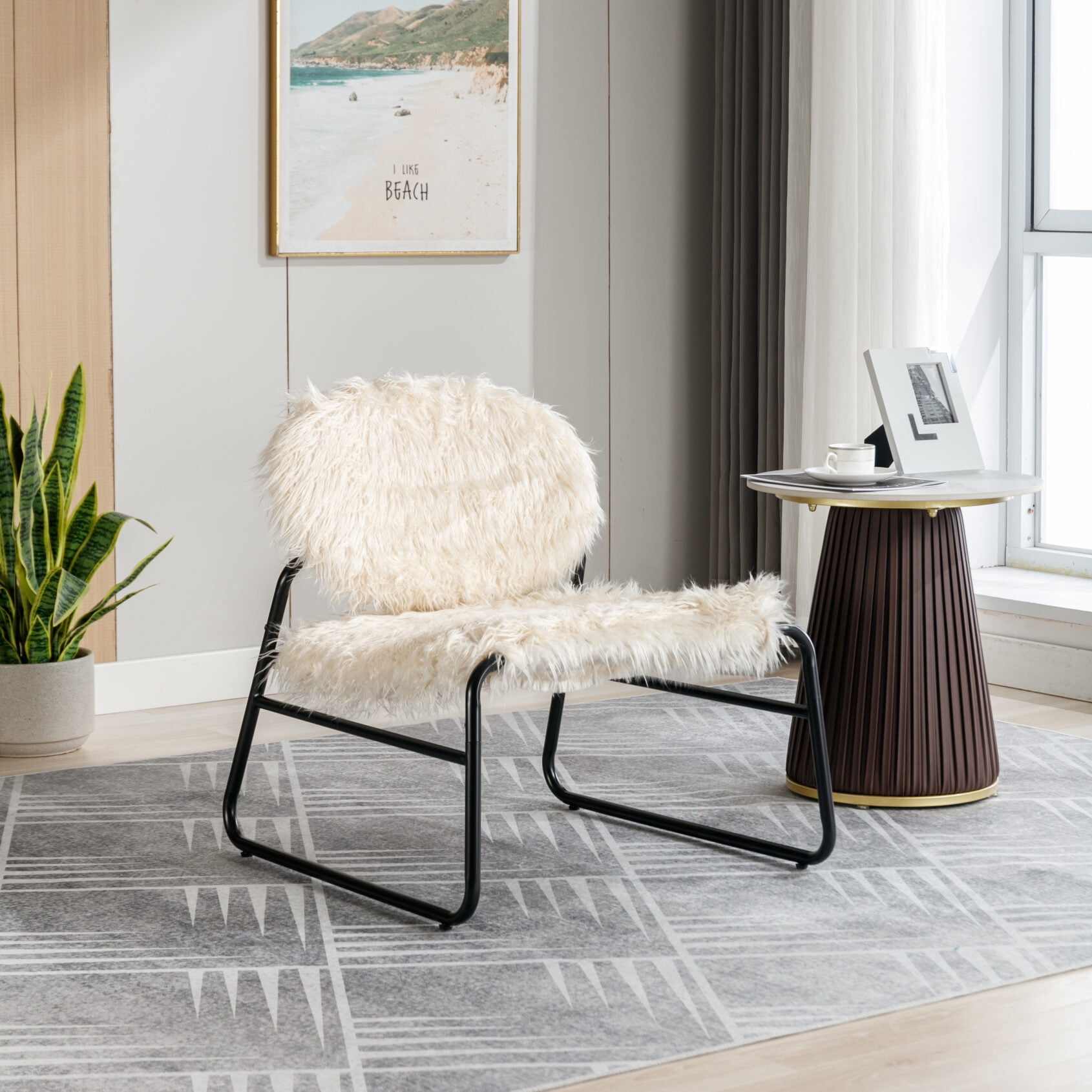 Modern Industrial Slant Armchair with Metal Frame,Premium High Density ...