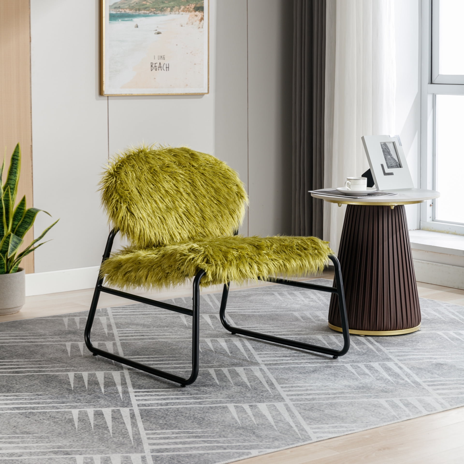Modern Industrial Slant Armchair with Metal Frame,Premium High Density ...