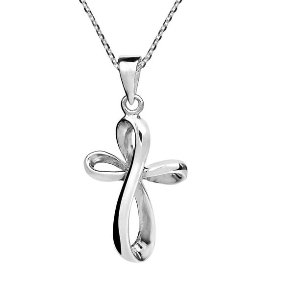 Infinity Loop Cross .925 Sterling Silver Necklace - Long, Handcrafted ...