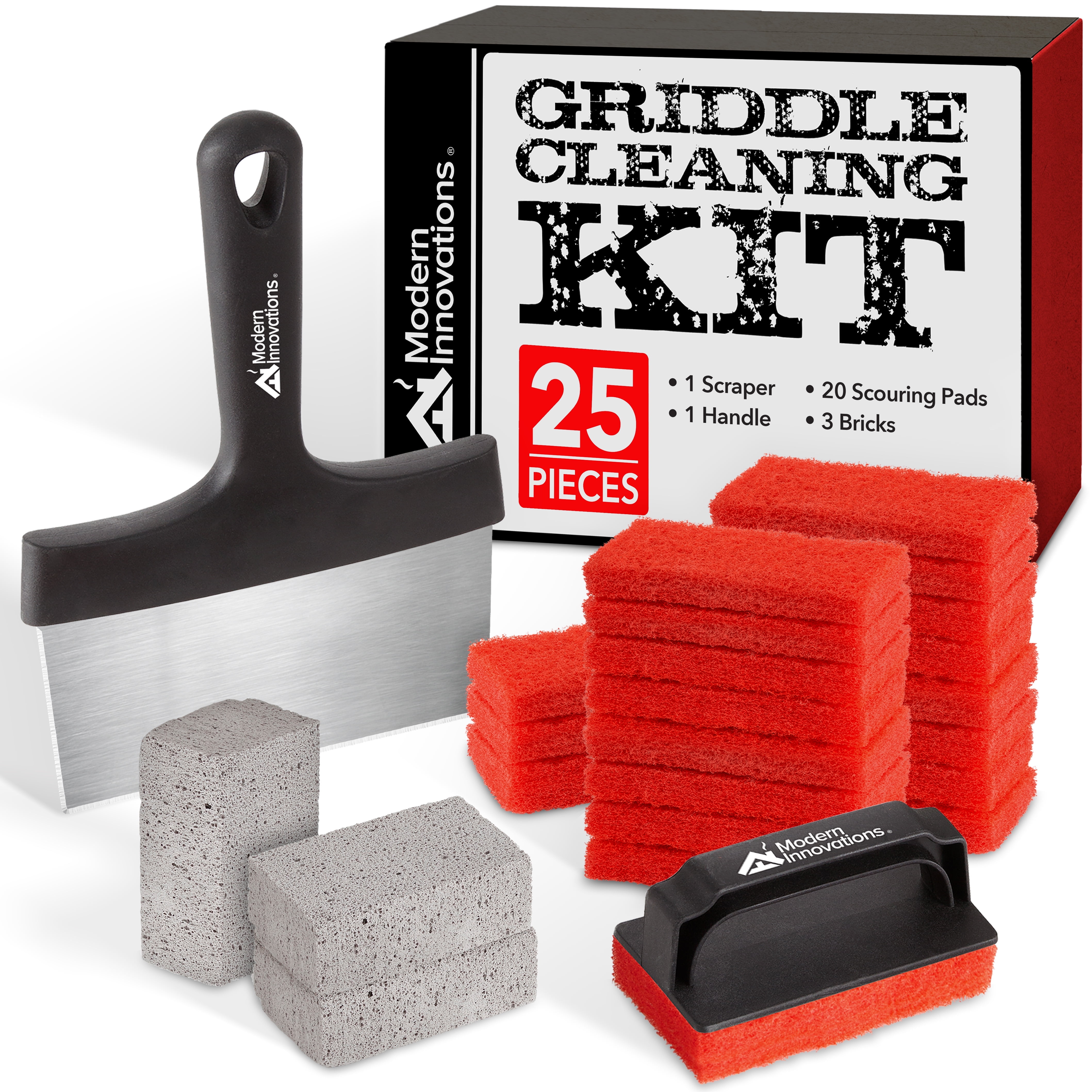 Modern Innovations 25pc Grill Cleaning Kit: Scour Pads, Grill Bricks ...