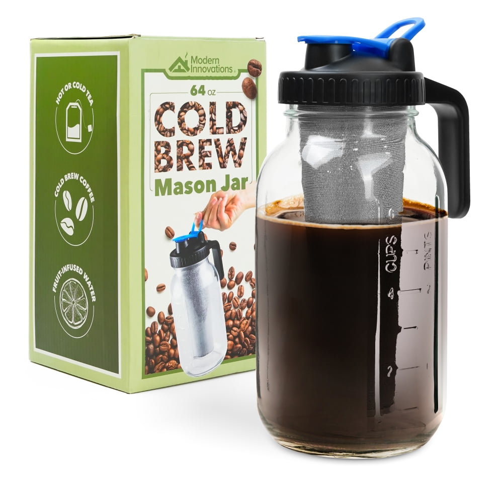 Modern Innovations Cold Brew Mason Jar (64 oz) Ice Coffee Making at ...