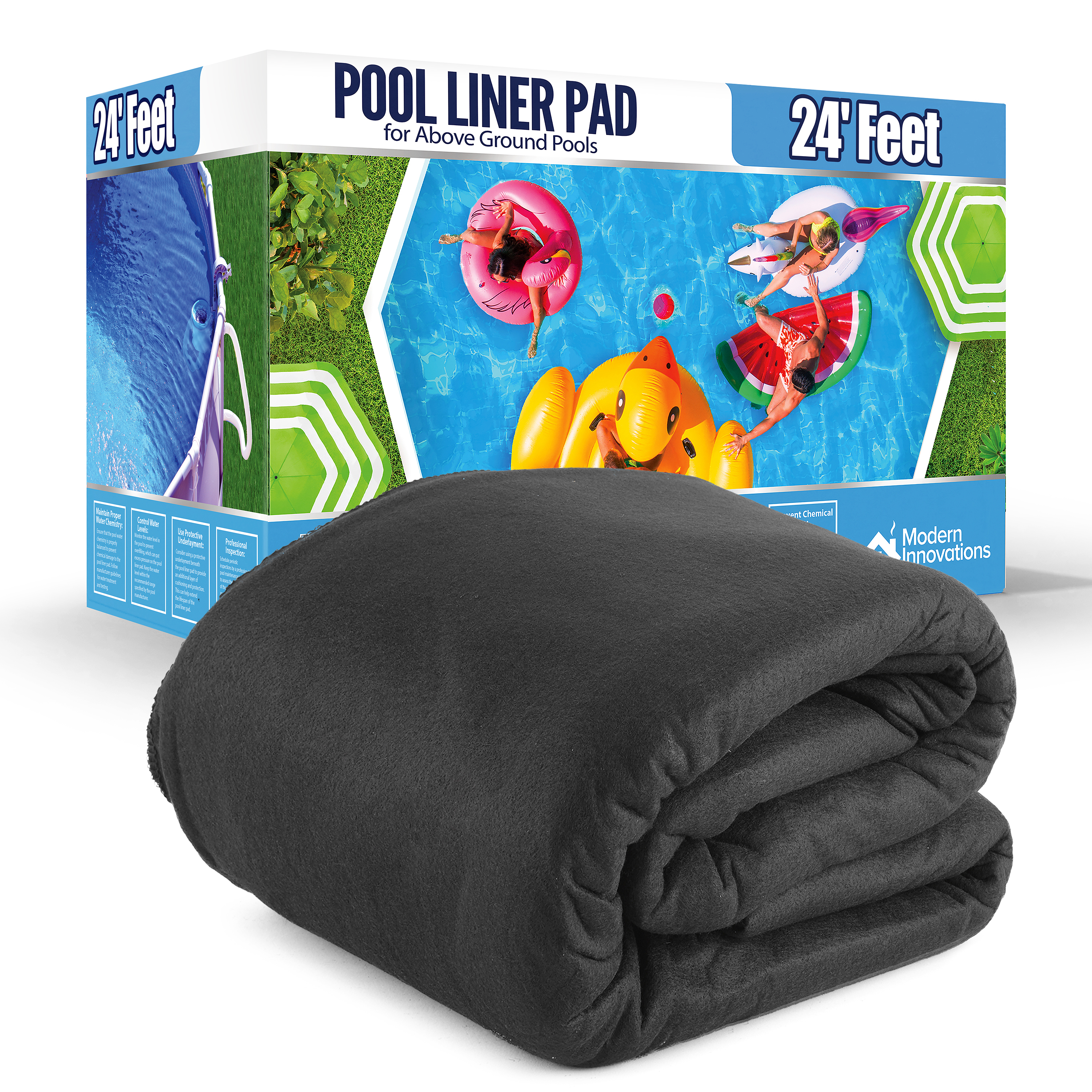 Above Ground Pool Liner Pad, 24' Foot Round, Pre-Cut Heavy Duty Outdoor ...