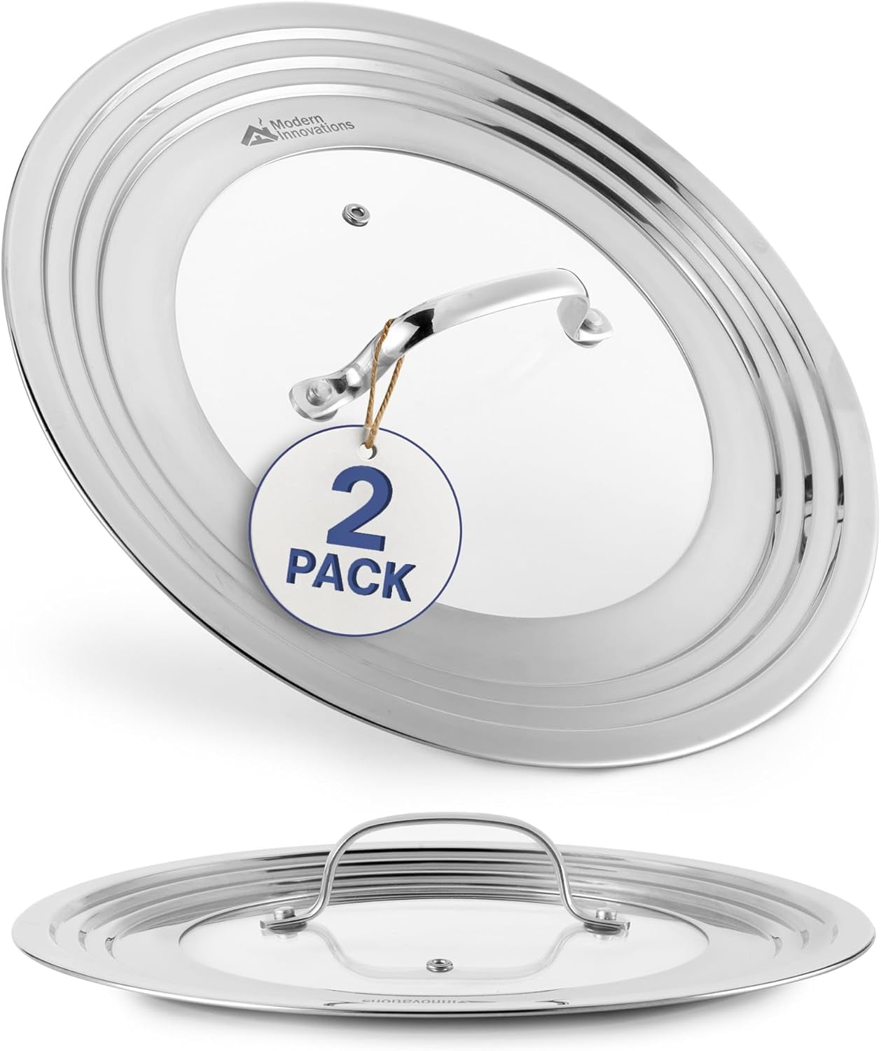 Modern Innovations Universal Lids with Tempered Glass (2 Pack), Fits 8. ...