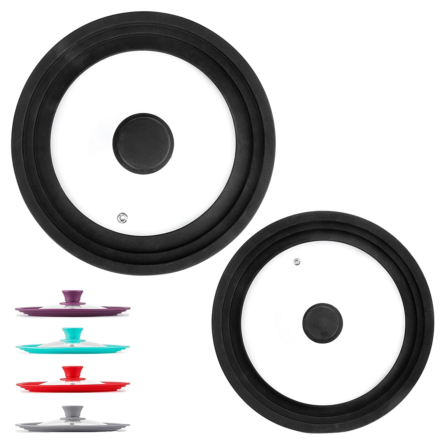 Modern Innovations Silicone & Glass Universal Cookware Pan Lid Set ...