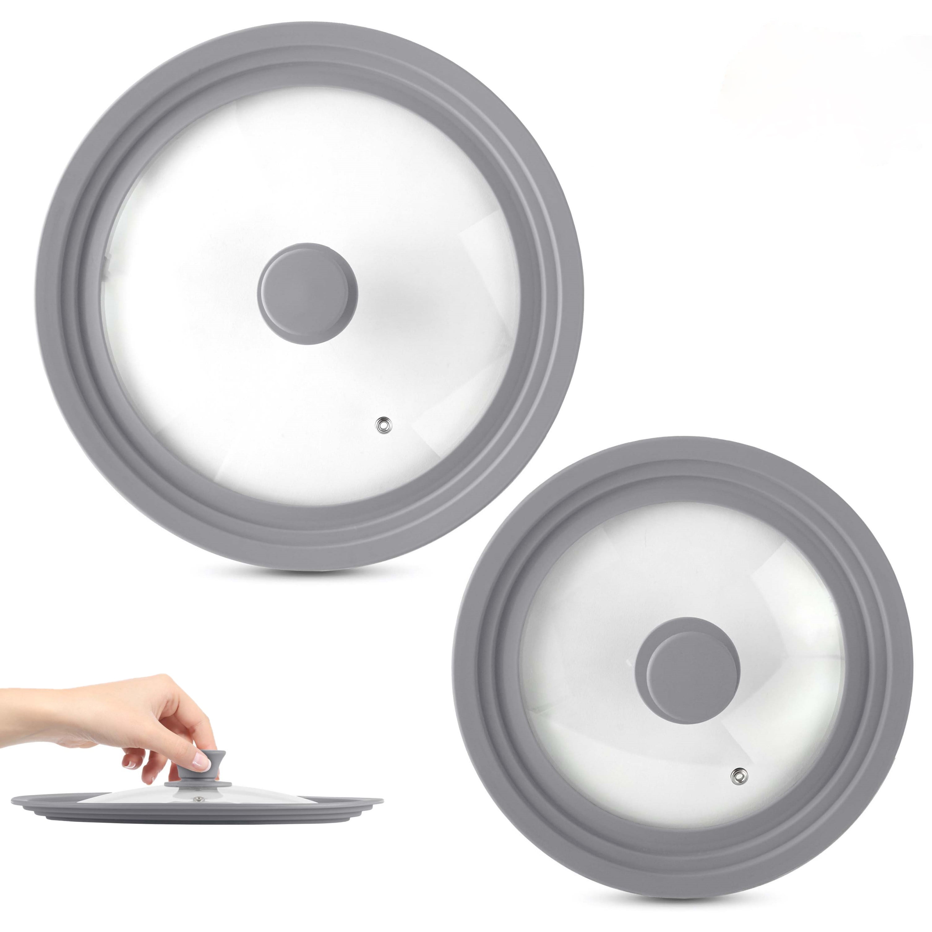 Modern Innovations Universal Tempered Glass Pot Lids with Silicone Rim ...