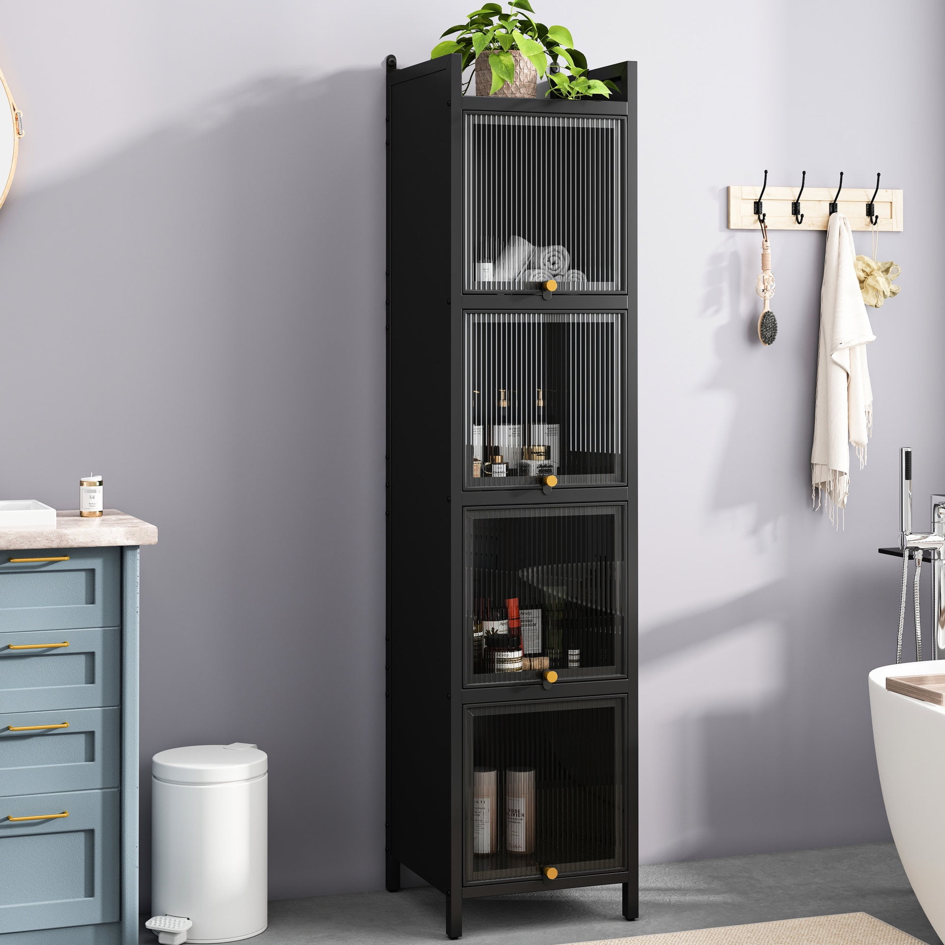 Modern Iron + Glass Storage Cabinet | For Entryway & Living Room Use ...